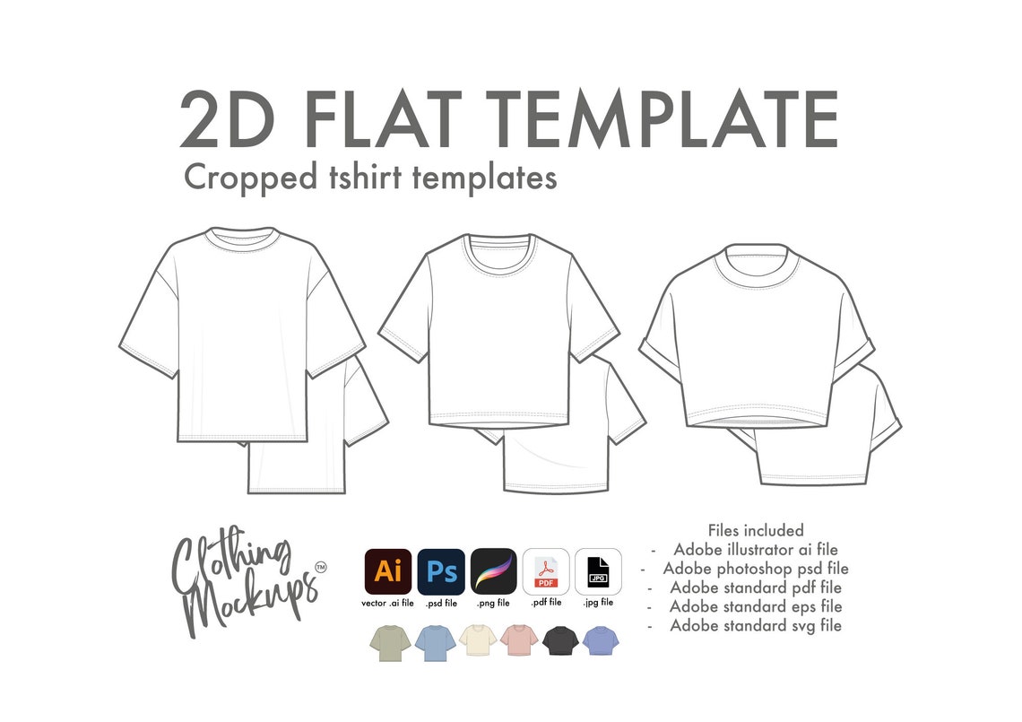Fashion Flats - Cropped T-shirt Template Pack - Etsy