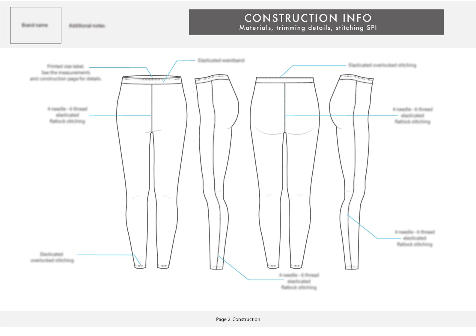 Leggings TECH PACK Illustrator Photoshop Procreate Size Chart Supplier ...