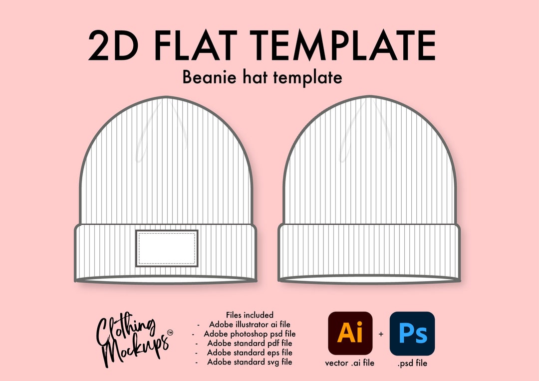Flat Technical Drawing Beanie Hat Vector Illustration - Etsy