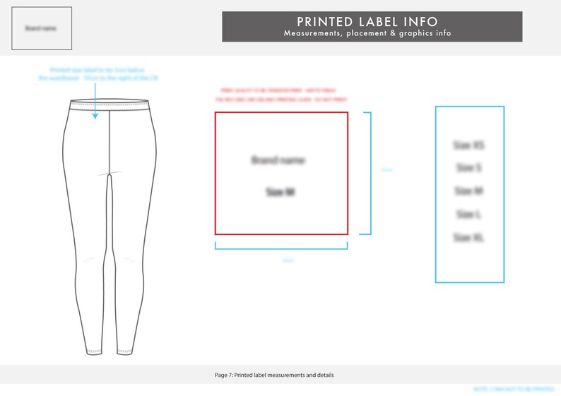 Leggings TECH PACK Illustrator Photoshop Procreate Size Chart Supplier ...