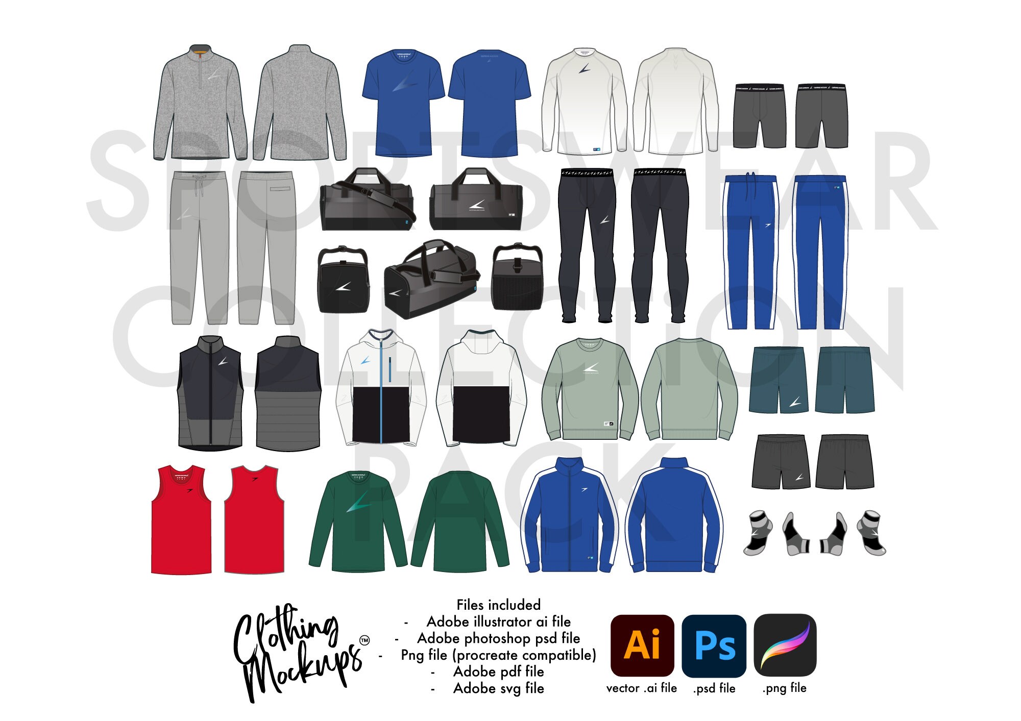 Technical Drawing Men's Sportswear Collection Illustrator Photoshop ...