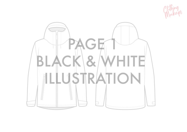 Flat Technical Drawing - Jacket Template - Shell, Windbreaker, 3 Layer ...