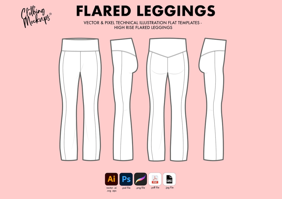 Flat Technical Drawing - Flared Legging Template - Vector & Pixel - Etsy