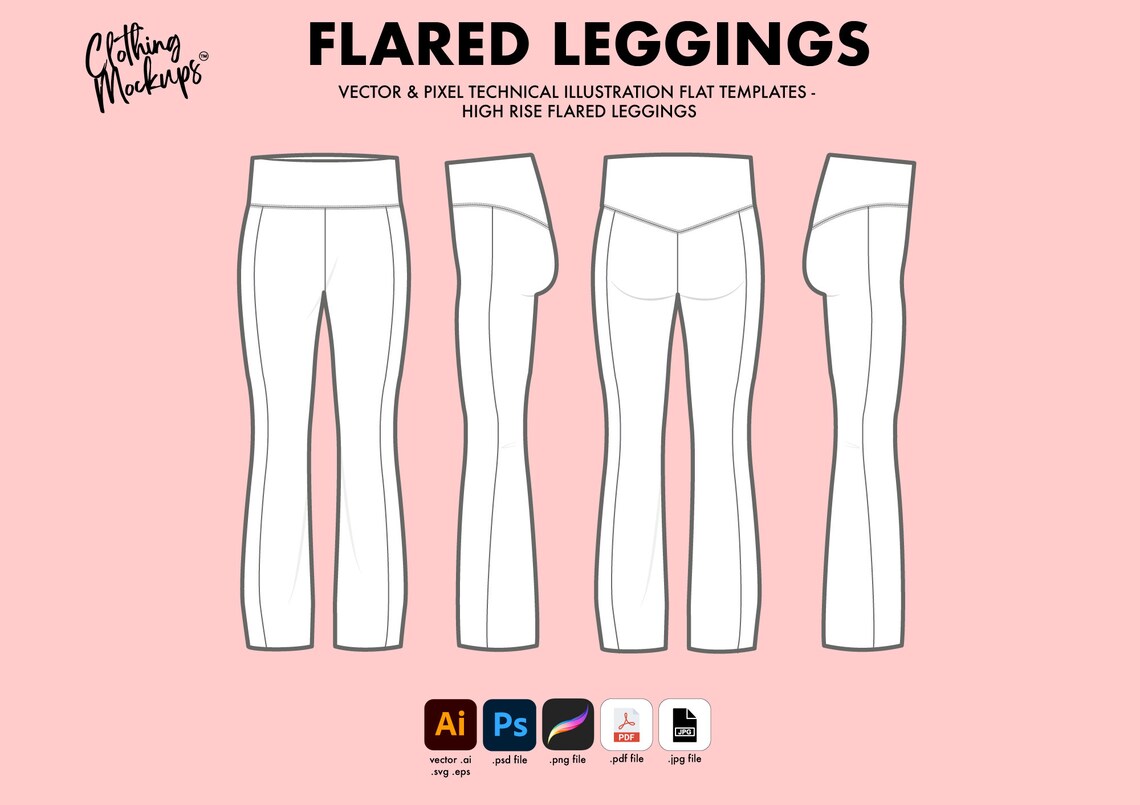 Flat Technical Drawing - Flared Legging Template - Vector & Pixel - Etsy