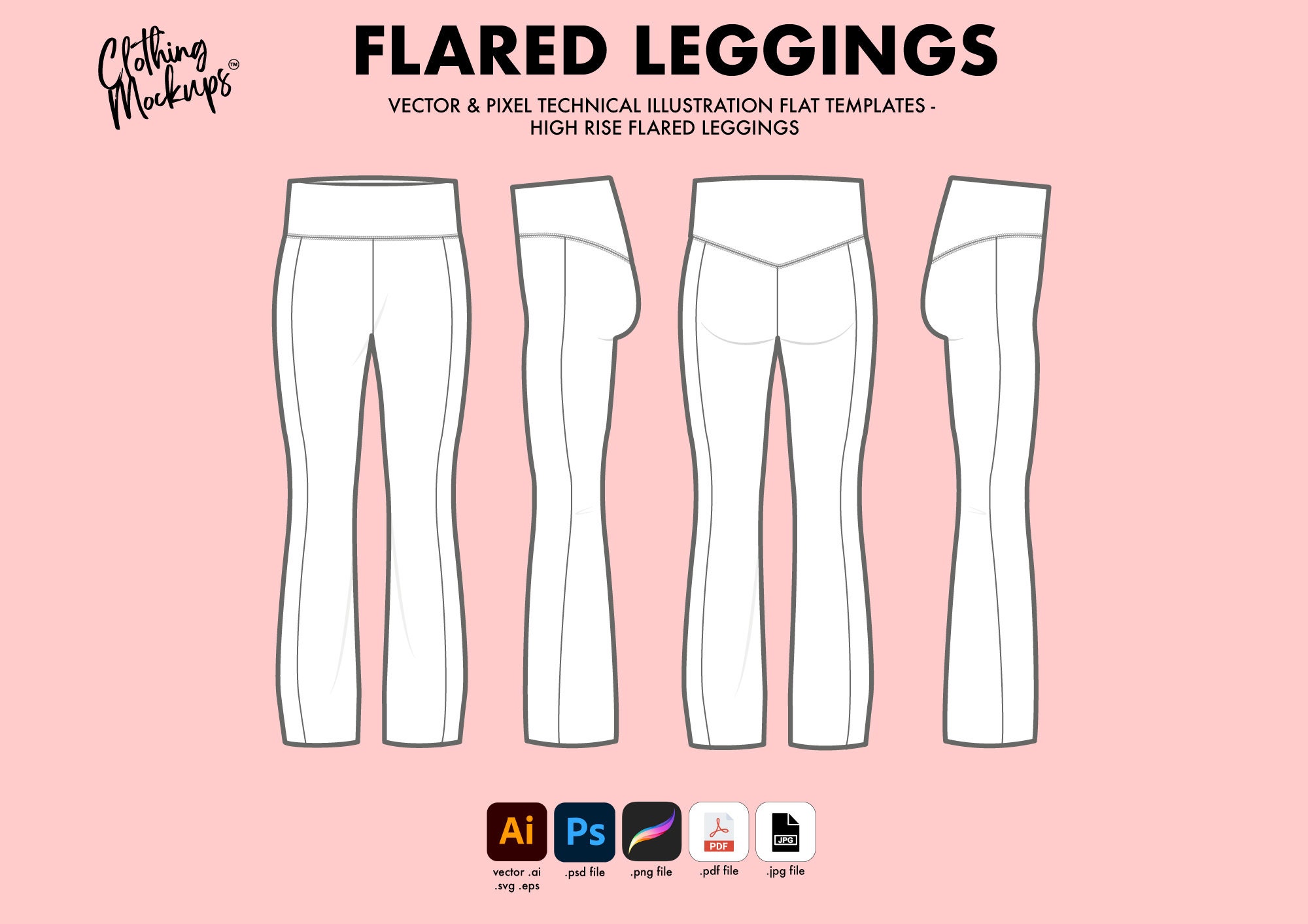 Flat Technical Drawing - Flared Legging Template - Vector & Pixel - Etsy