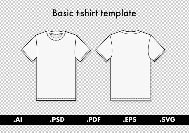 Flat Technical Drawing - Basic Tshirt Template - Etsy