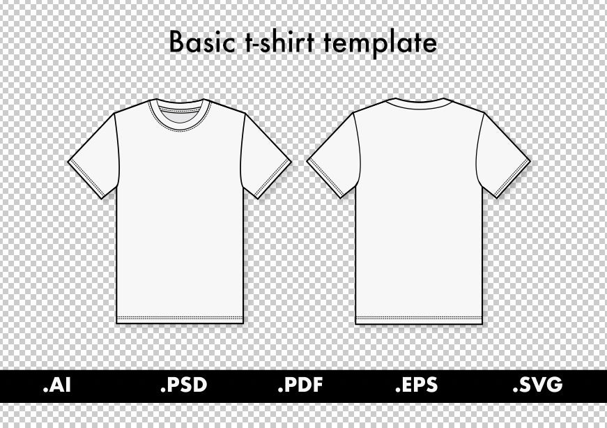 Flat Technical Drawing - Basic Tshirt Template - Etsy