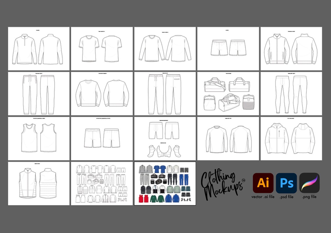 Technical Drawing Men's Sportswear Collection Illustrator Photoshop ...