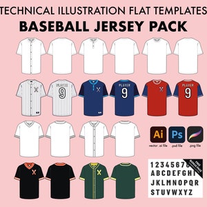 Baseball Jersey Pack Illustrator Photoshop Procreate Flat Illustrations ...