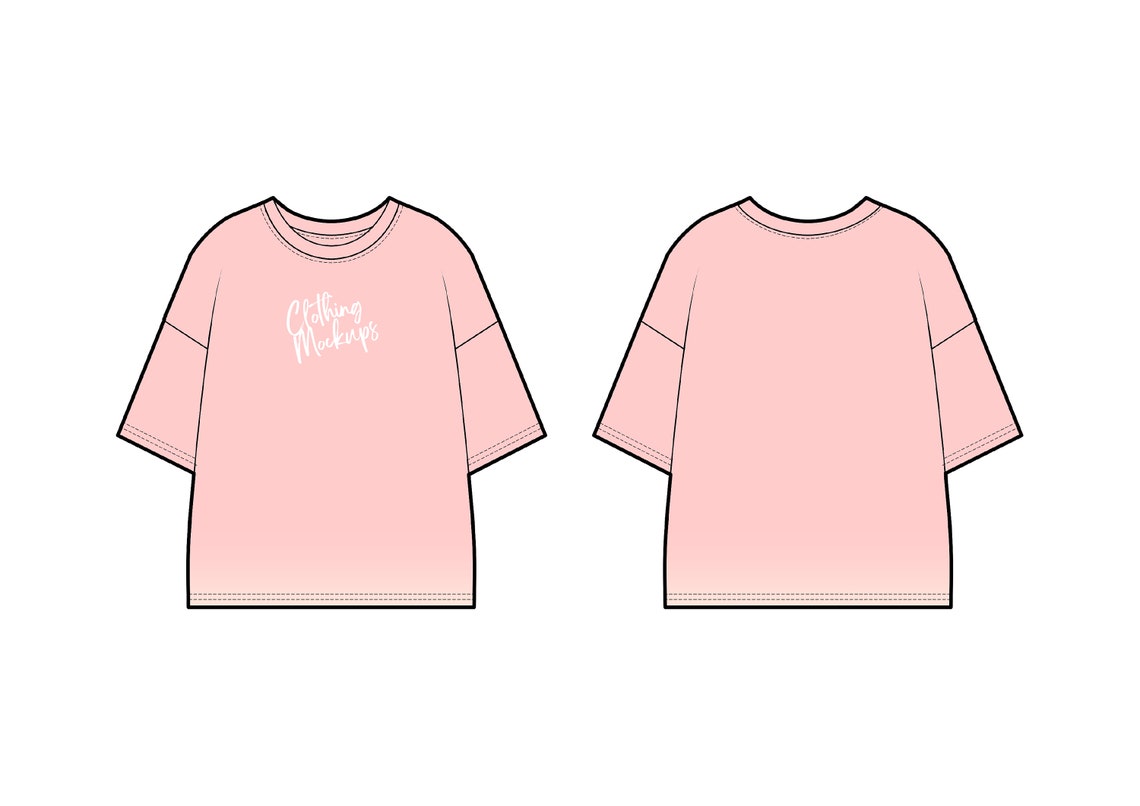 Drag & Drop Mockup/overlay Oversized Boxy Tshirt Technical Illustration ...