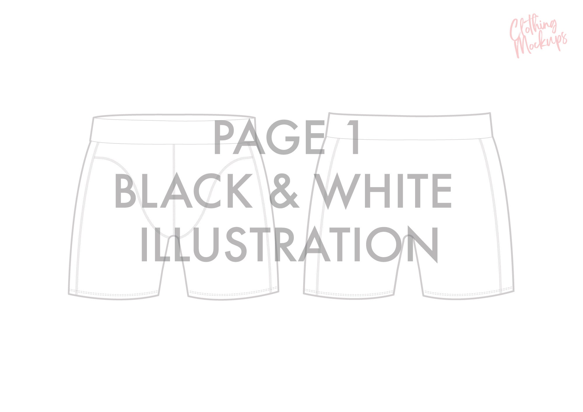 Flat Technical Drawing Boxershorts Illustration - Etsy