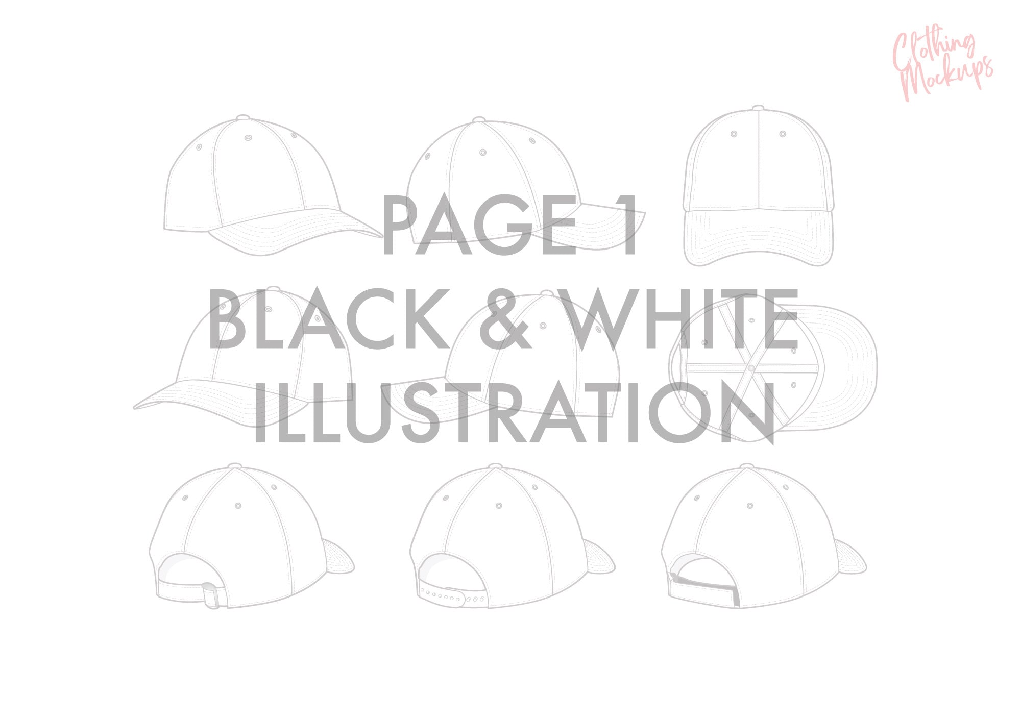 Flat Technical Drawing - Baseball Cap Vector Illustration - Etsy