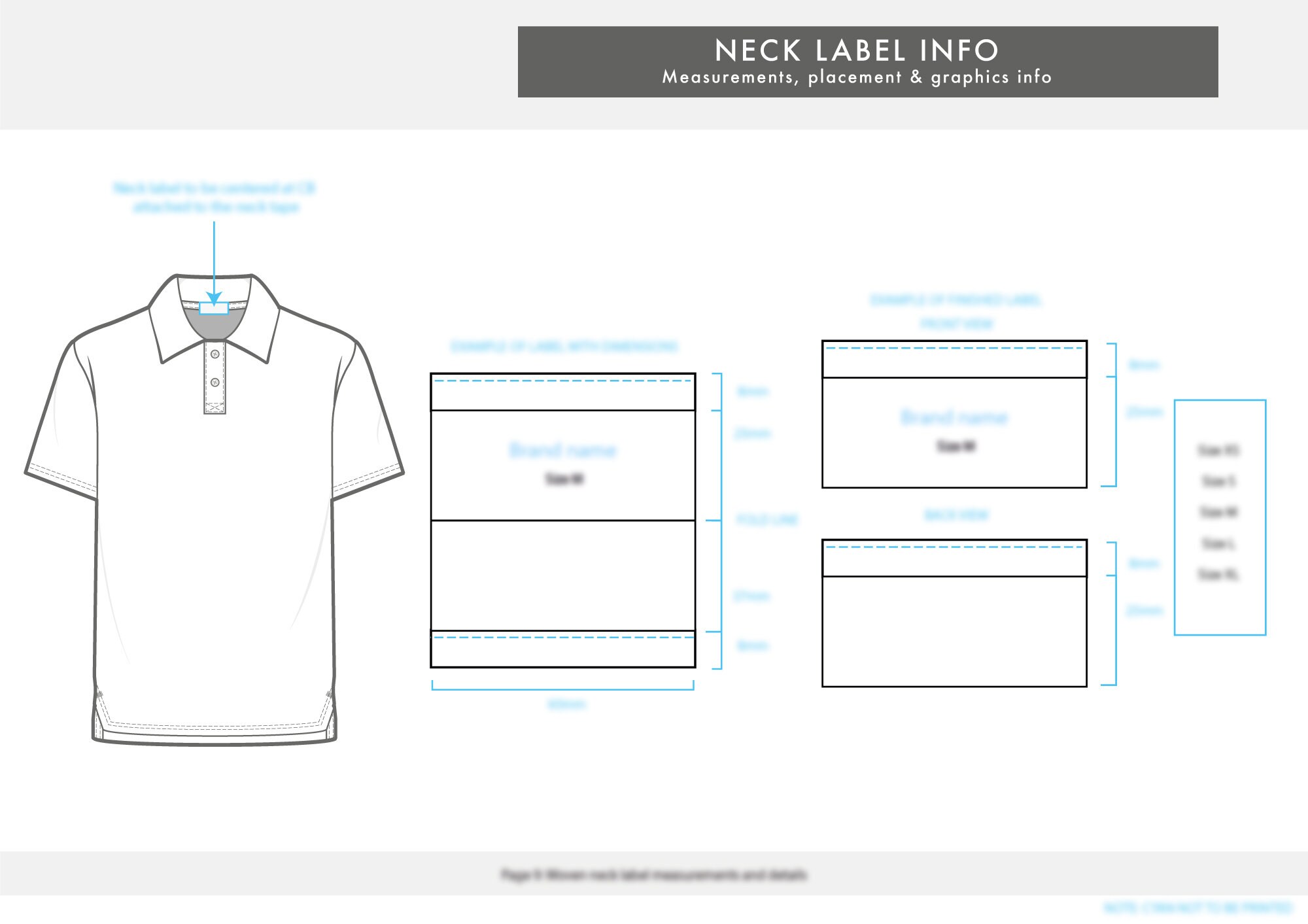 Polo Shirt Pique TECH PACK Illustrator Photoshop Procreate Size Chart ...