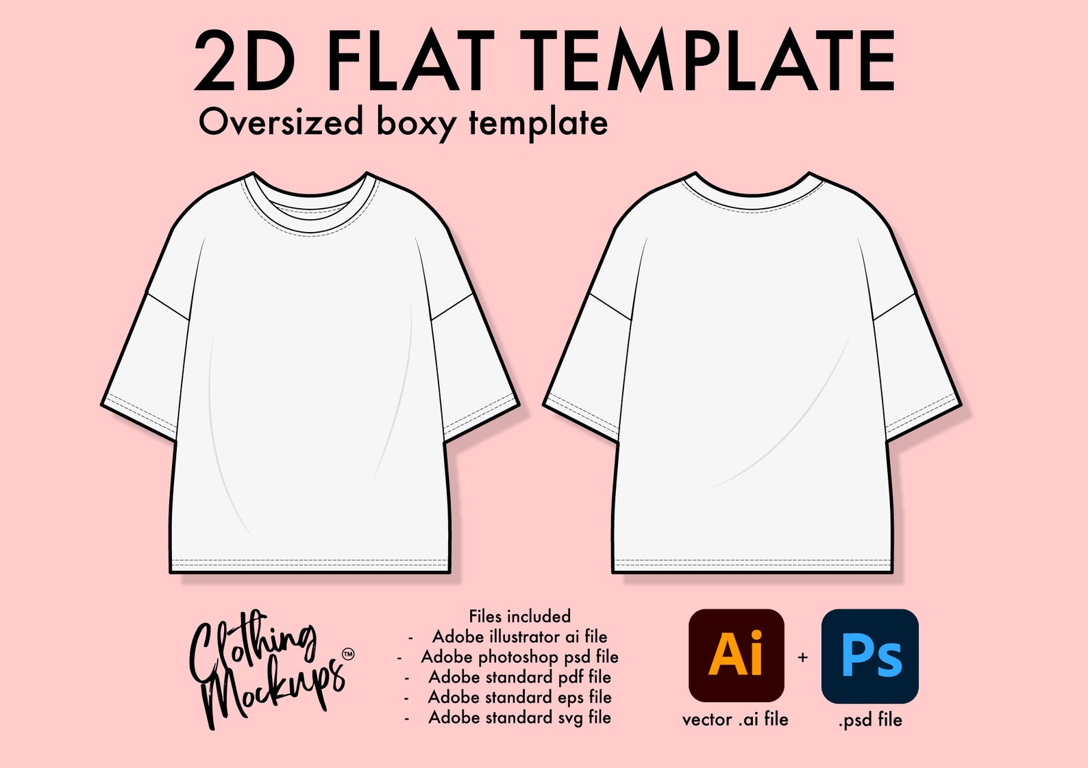 Flat Technical Drawing - Oversized Boxy T-shirt Template - Etsy