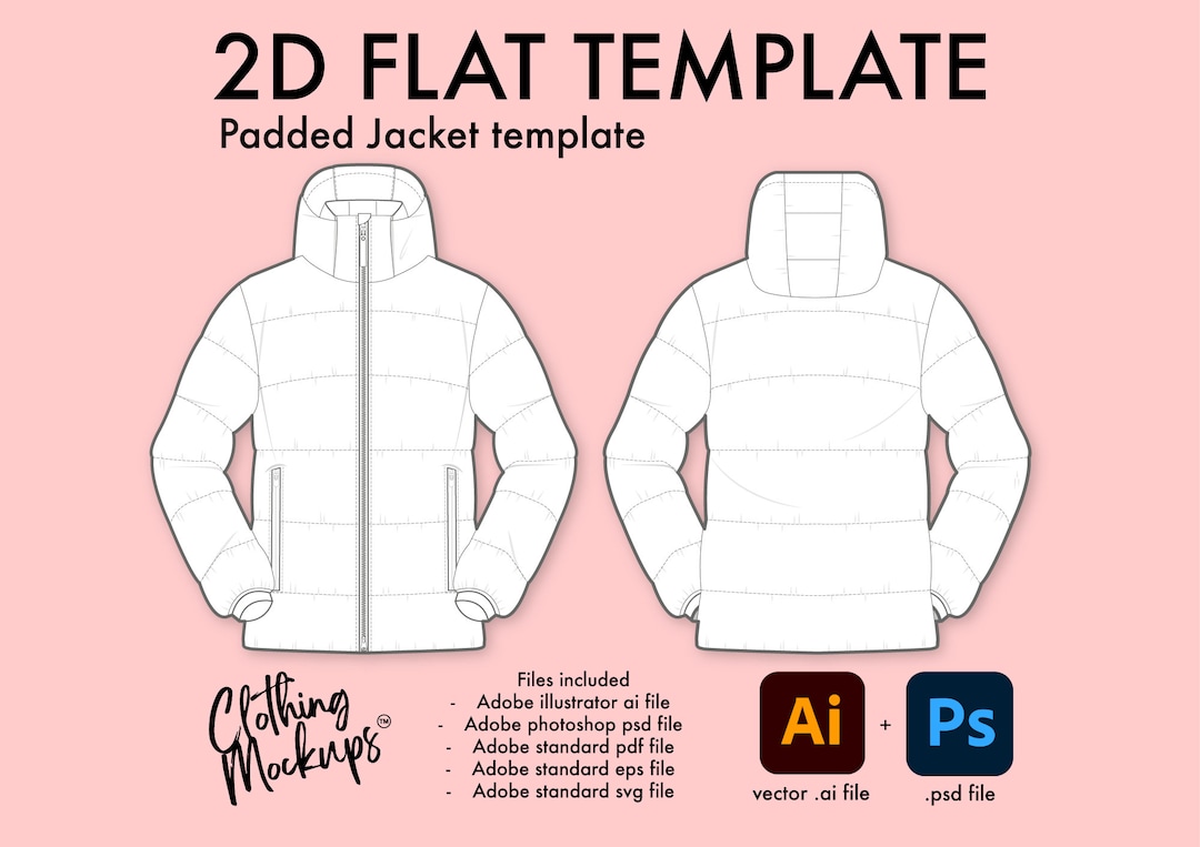 Flat Technical Drawing - Jacket Template - Puffer, Padded, Primaloft ...