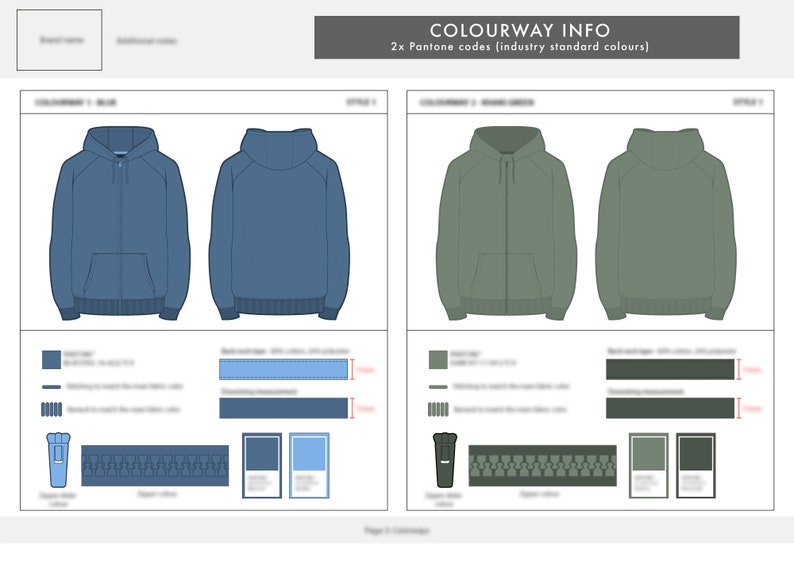 Full Zip Hoodie TECH PACK - Etsy