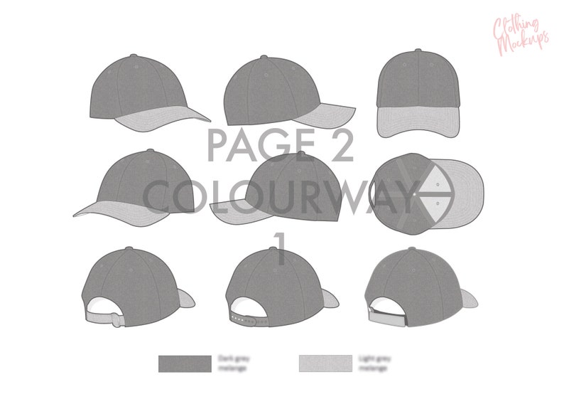 Flat Technical Drawing - Baseball Cap Vector Illustration - Etsy UK