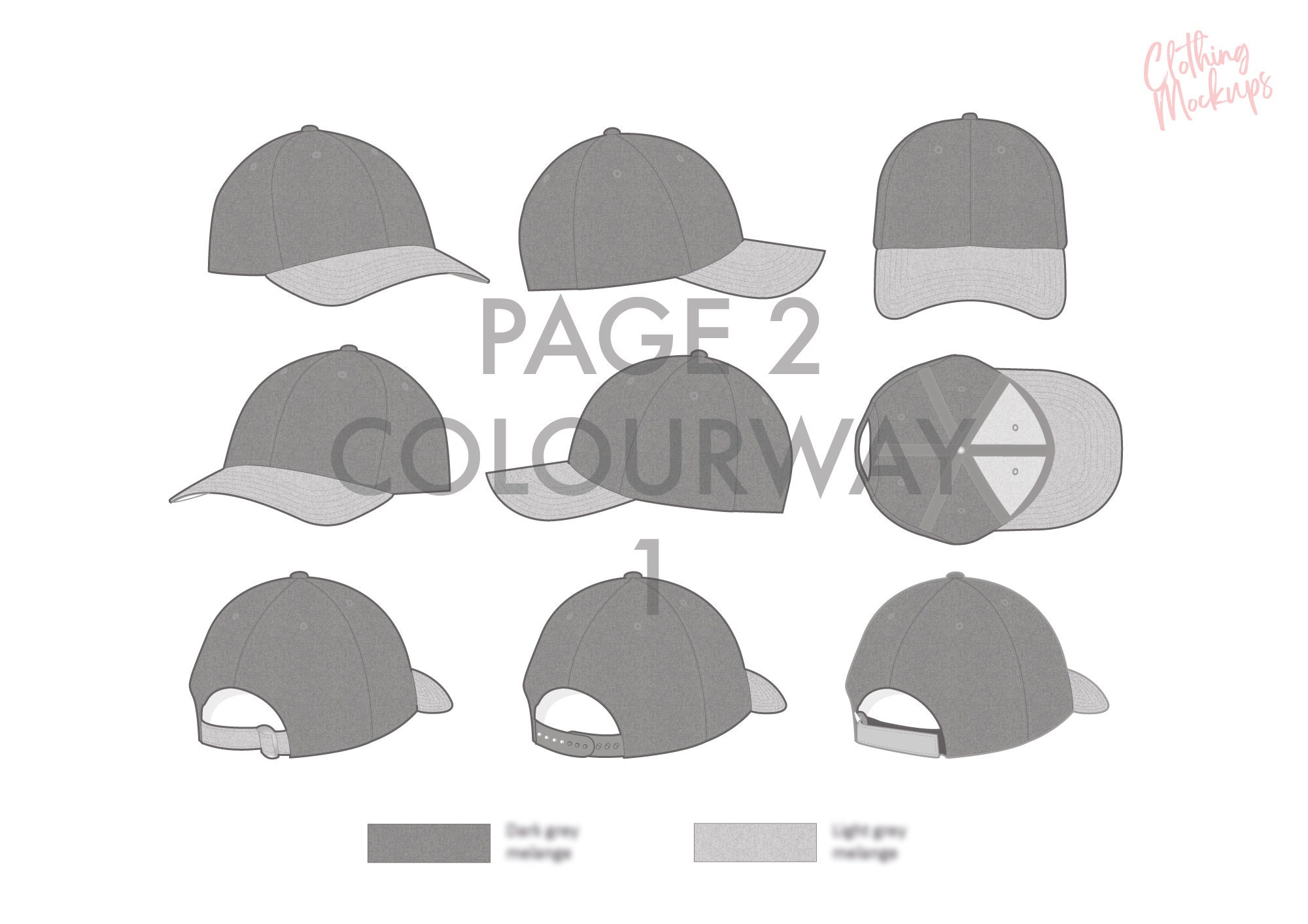 Flat Technical Drawing - Baseball Cap Vector Illustration - Etsy