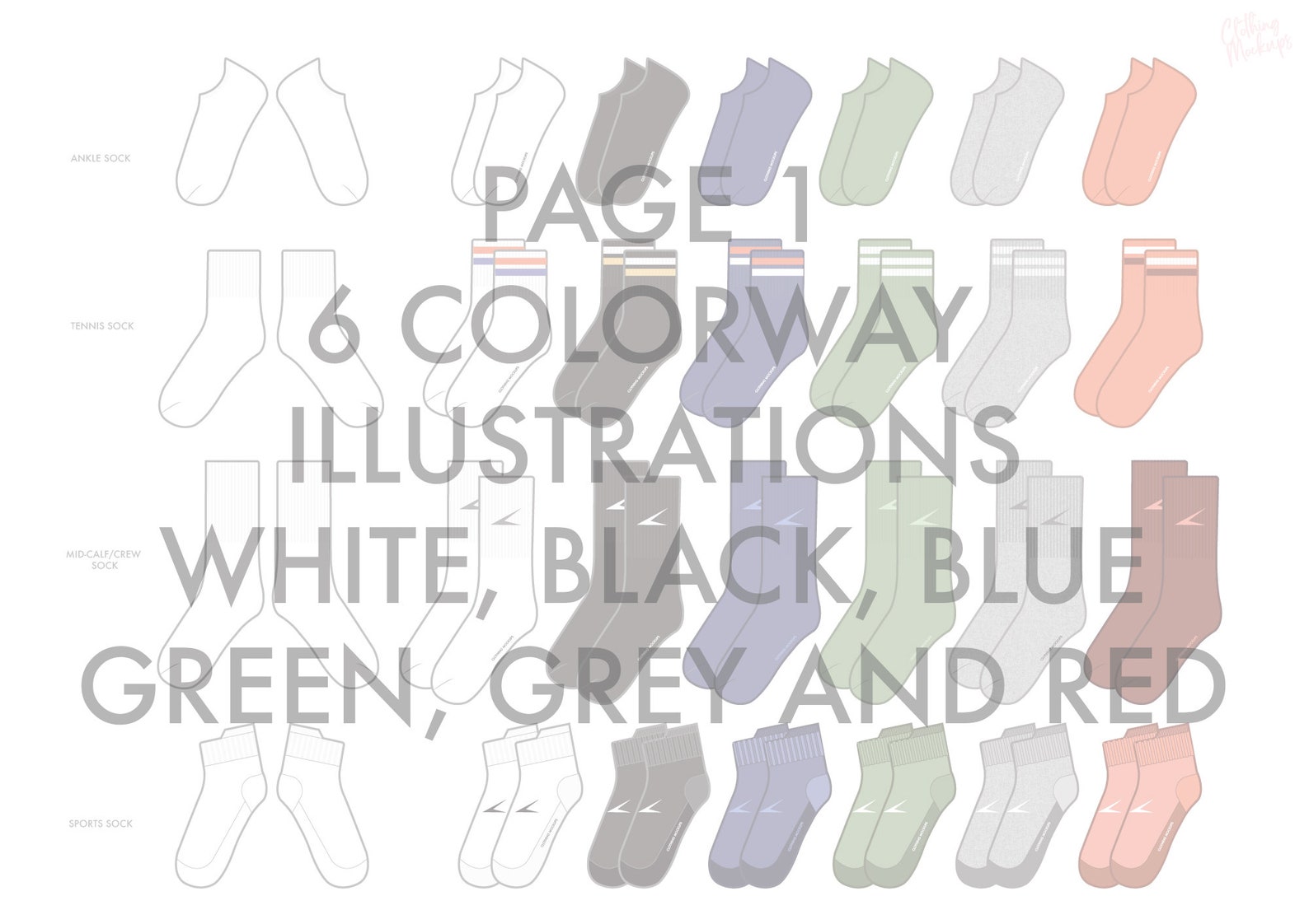 Flat Technical Drawing - Socks Illustration - Etsy