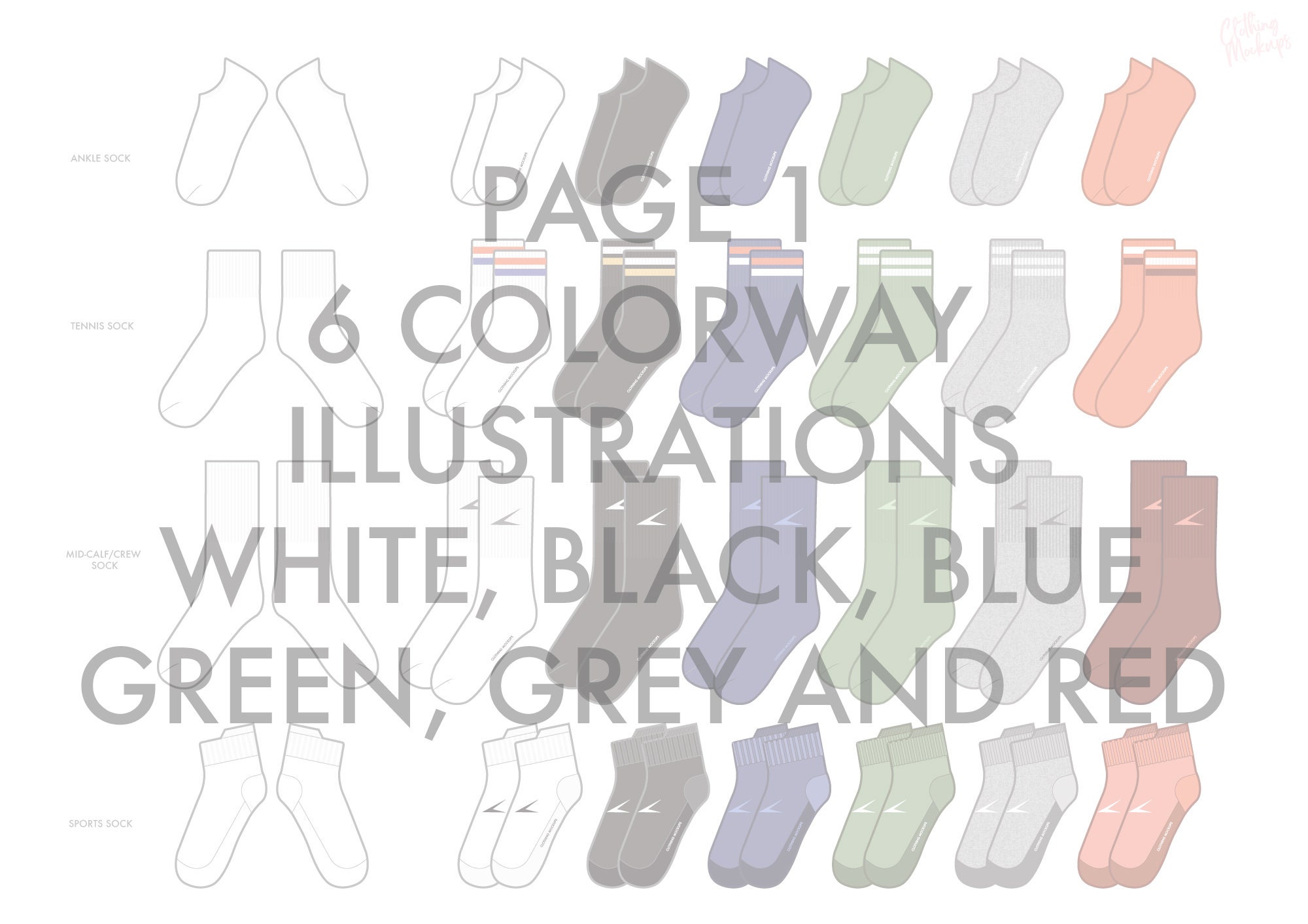 Flat Technical Drawing - Socks Illustration - Etsy