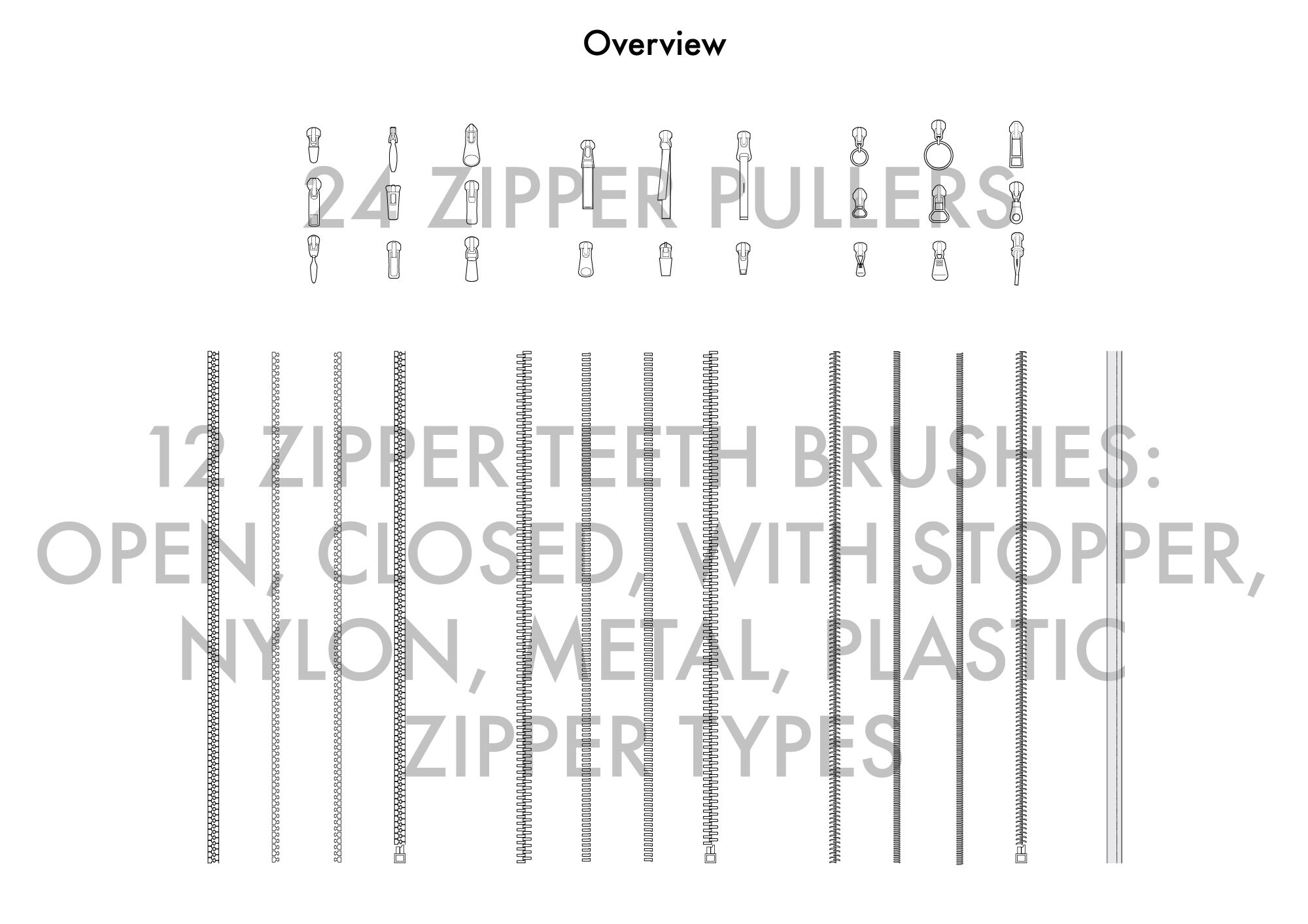 Vector Zipper Library - Fashion Design Illustrations - Etsy