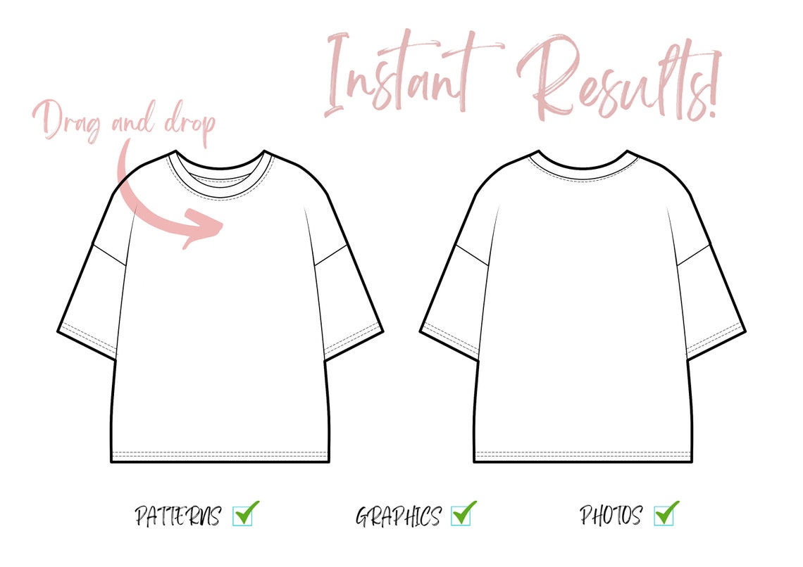 Drag & Drop Mockup/overlay Oversized Boxy Tshirt Technical Illustration ...