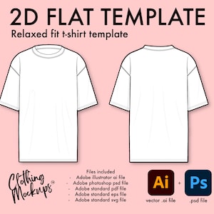 Flat Technical Drawing - Relaxed Fit T-shirt Template - Etsy