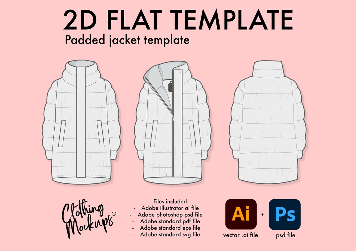 Flat Technical Drawing - Padded Jacket Template - Etsy