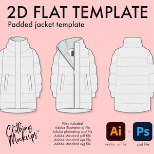 Flat Technical Drawing - Padded Jacket Template - Etsy