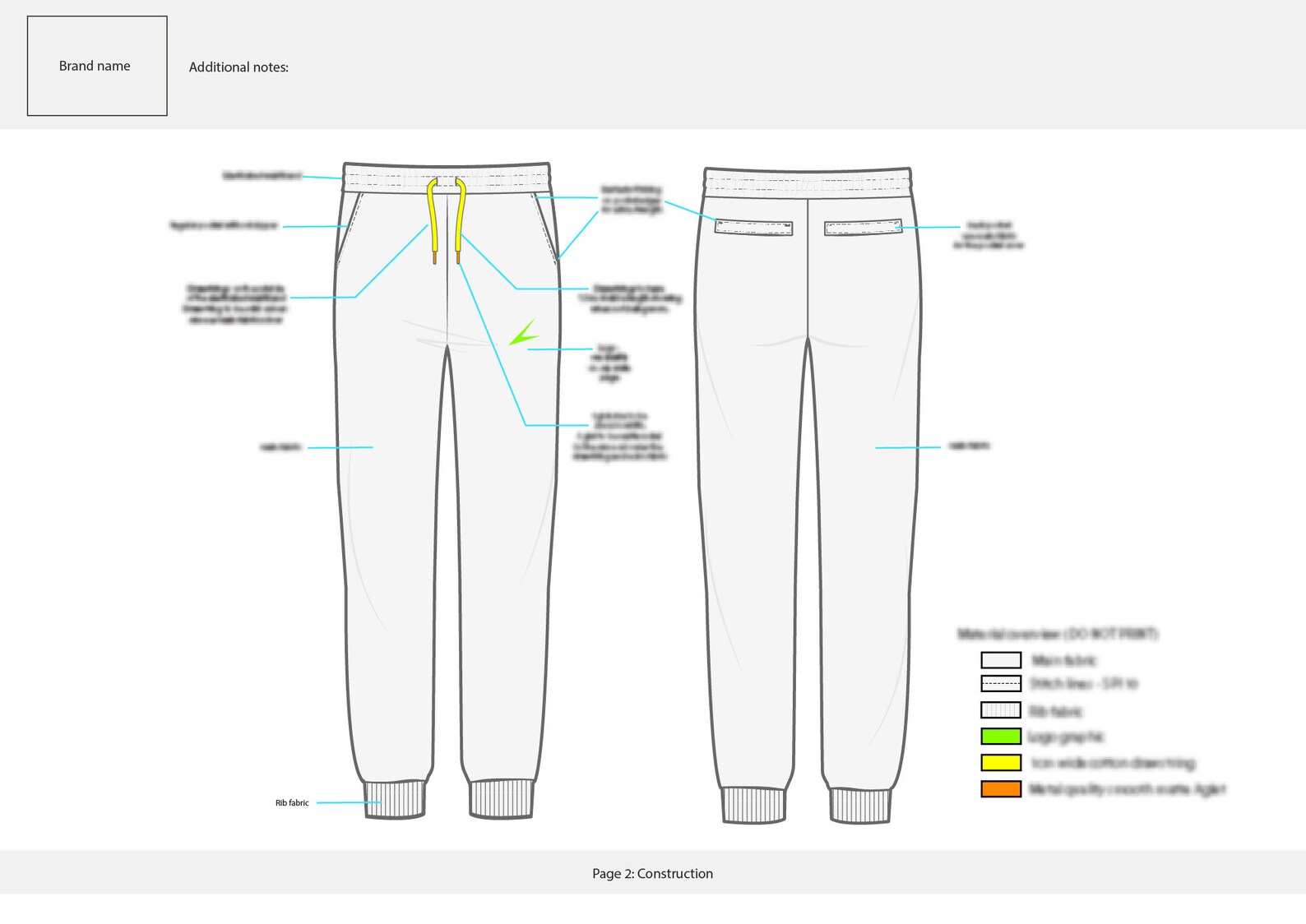 Sweatpants Joggers TECH-PACK Illustrator Photoshop Procreate Size Chart ...