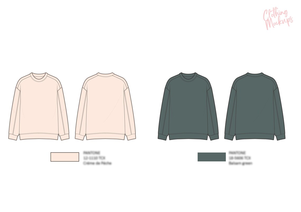 Flat Technical Drawing - Crewneck Sweatshirt Template - Regular Fit - Etsy