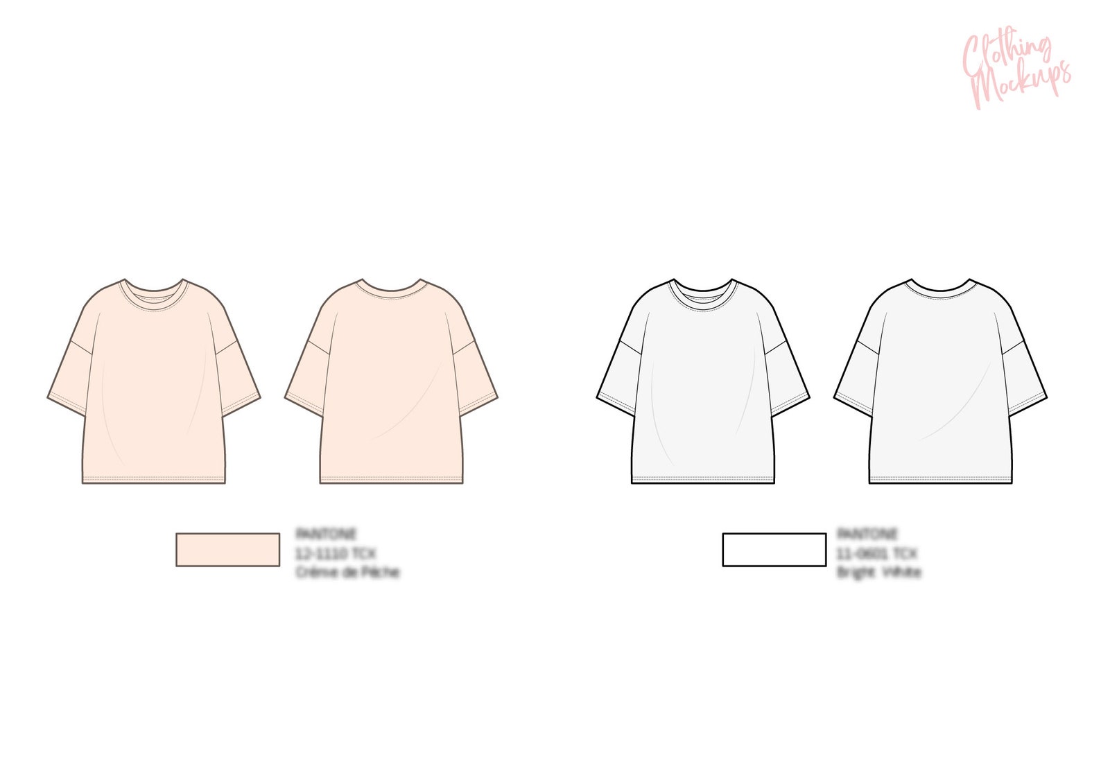Flat Technical Drawing - Oversized Boxy T-shirt Template - Etsy