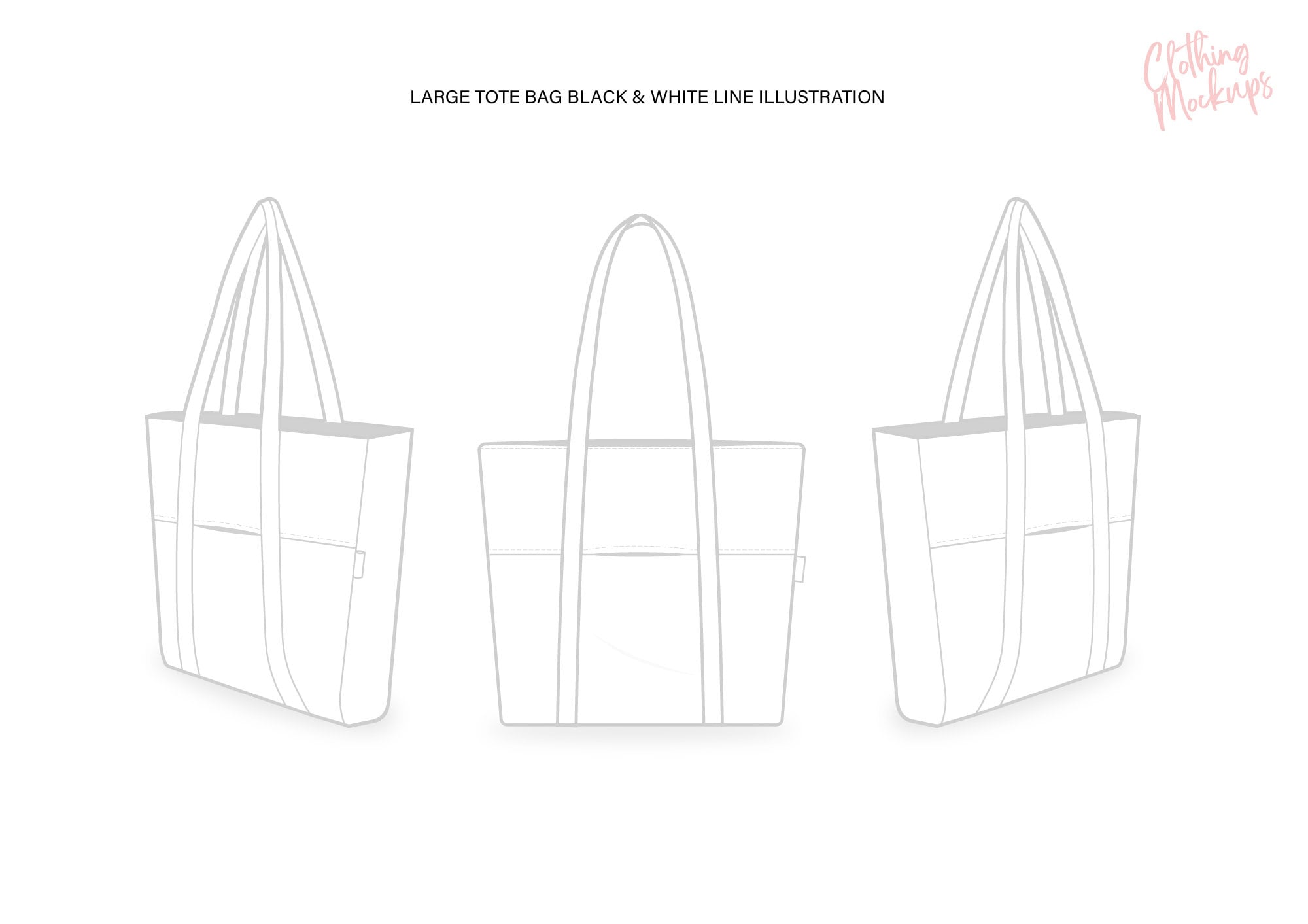 Flat Technical Drawing - Tote Bag Canvas Shopping Bag Template ...