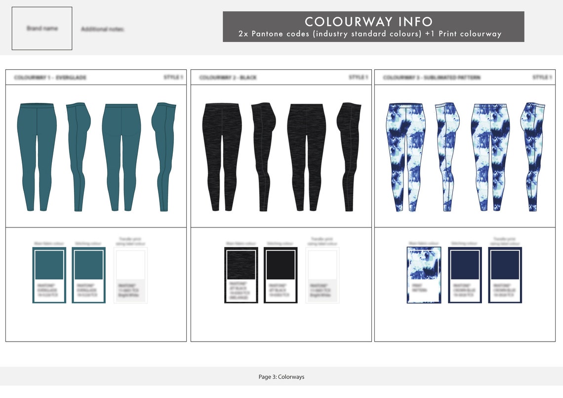 Leggings TECH PACK Illustrator Photoshop Procreate Size Chart Supplier ...