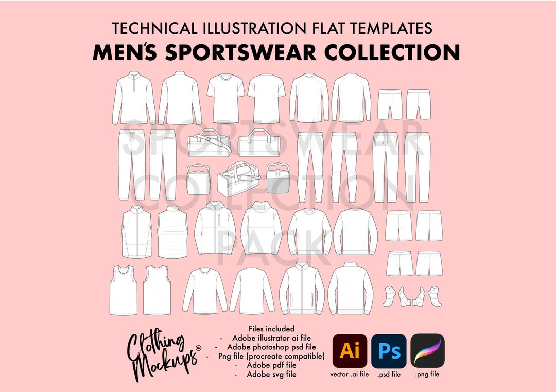 Technical Drawing Men's Sportswear Collection Illustrator Photoshop ...