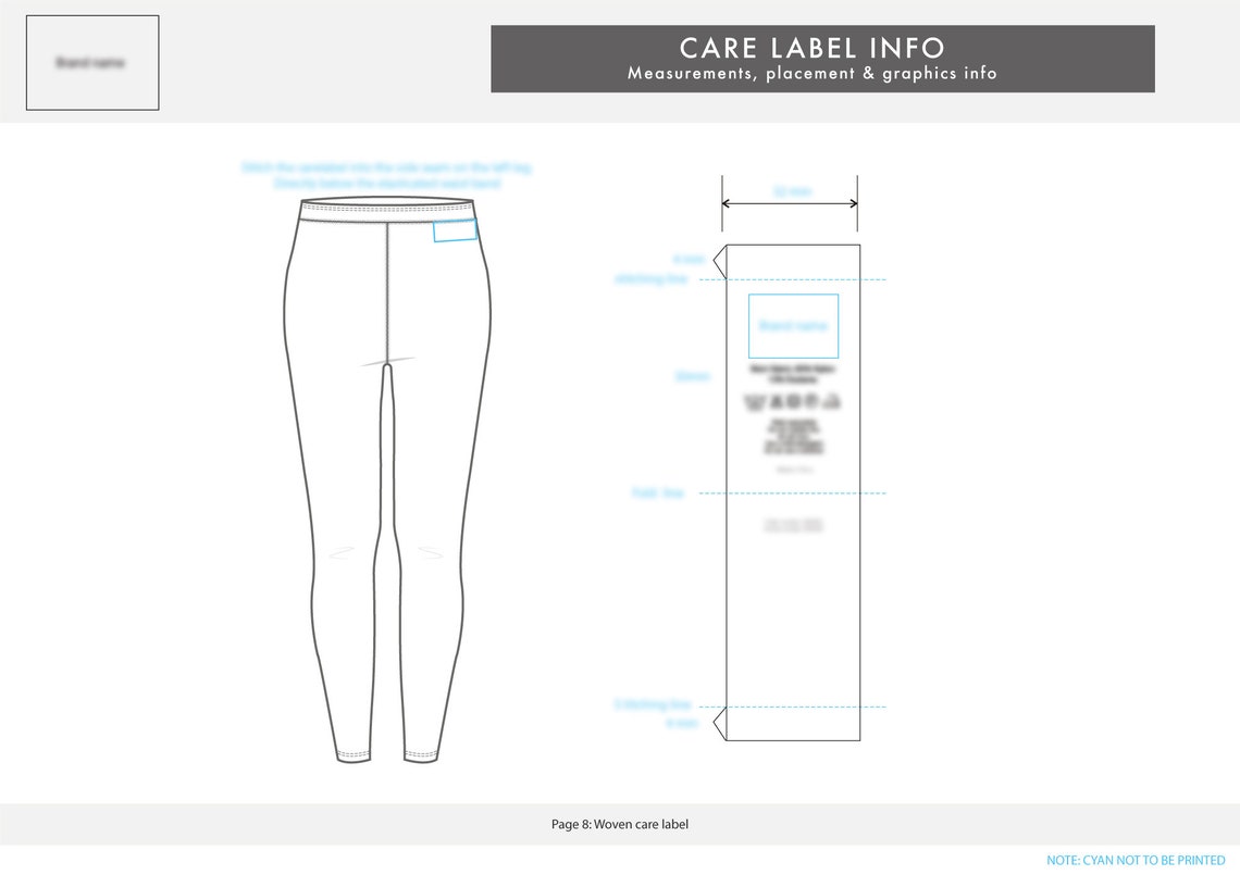 Leggings TECH PACK Illustrator Photoshop Procreate Size Chart Supplier ...
