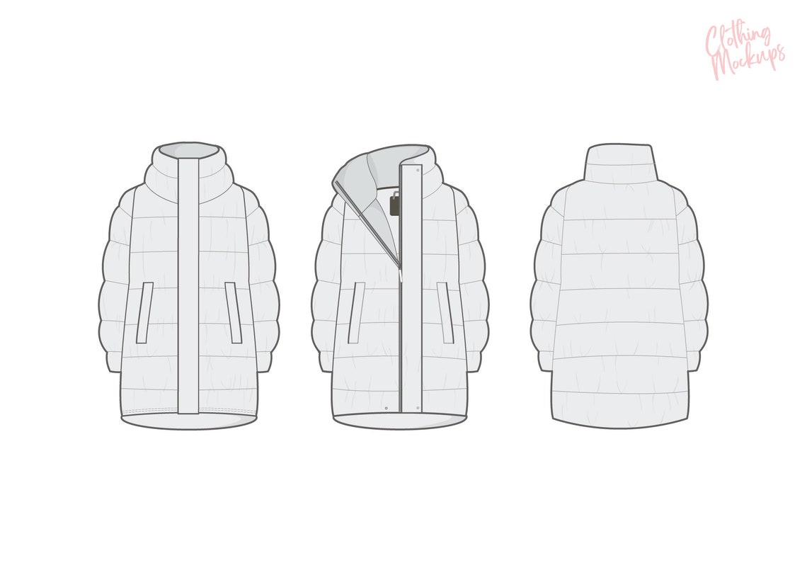 Flat Technical Drawing - Padded Jacket Template - Etsy