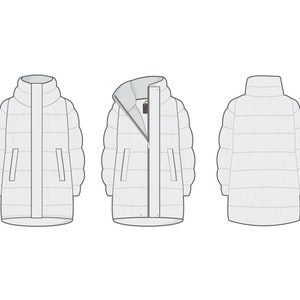Flat Technical Drawing - Padded Jacket Template - Etsy
