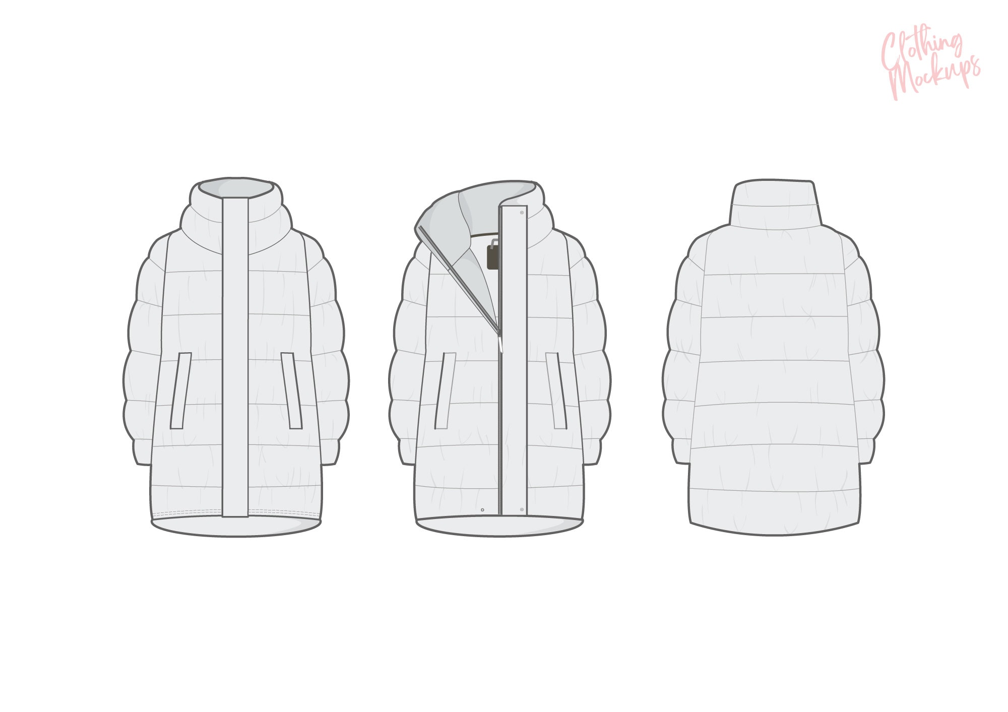 Flat Technical Drawing - Padded Jacket Template - Etsy