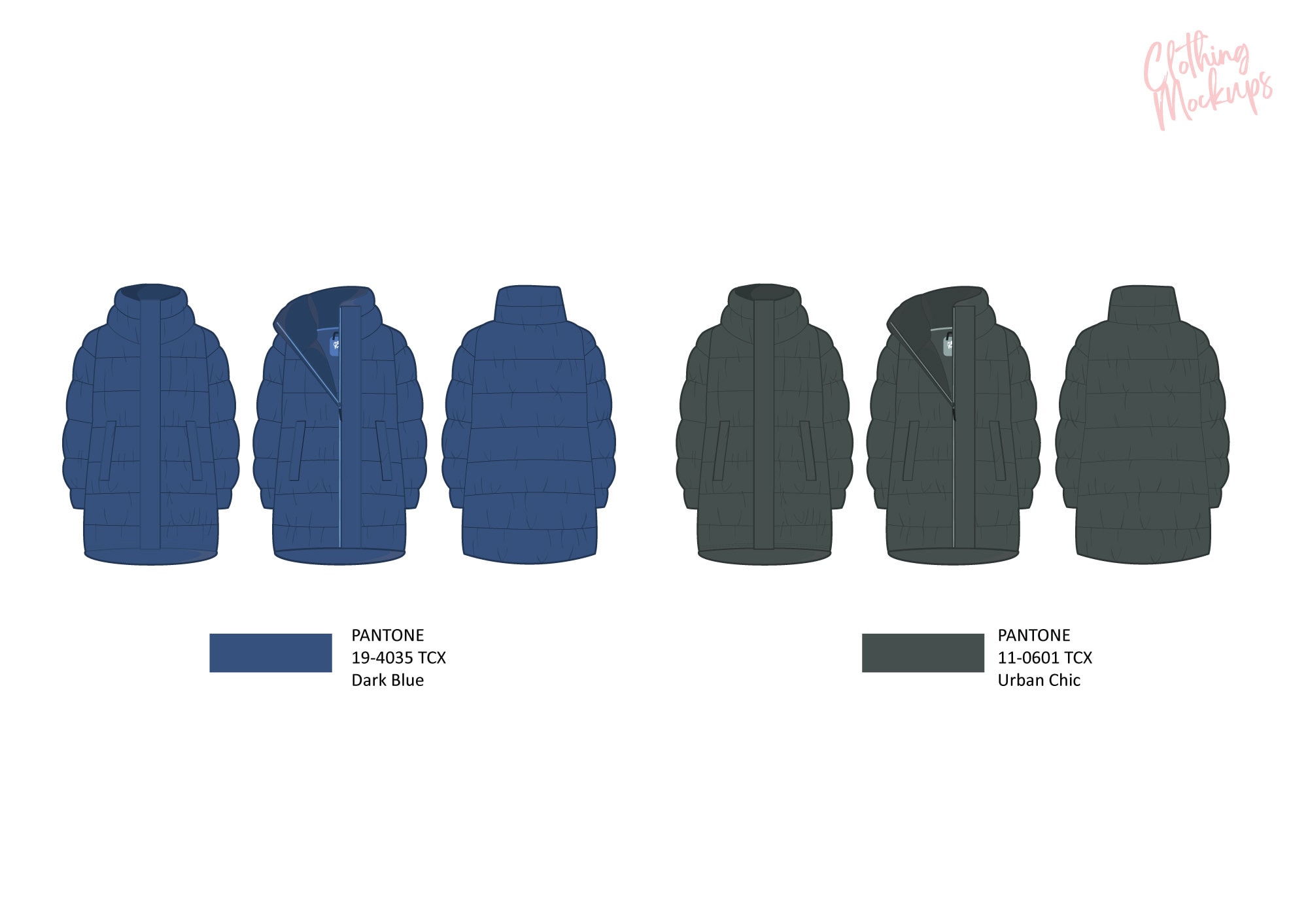 Flat Technical Drawing - Padded Jacket Template - Etsy