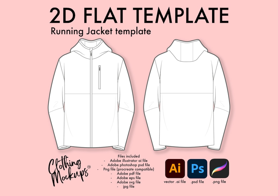 Flat Technical Drawing Running Jacket Template - Etsy