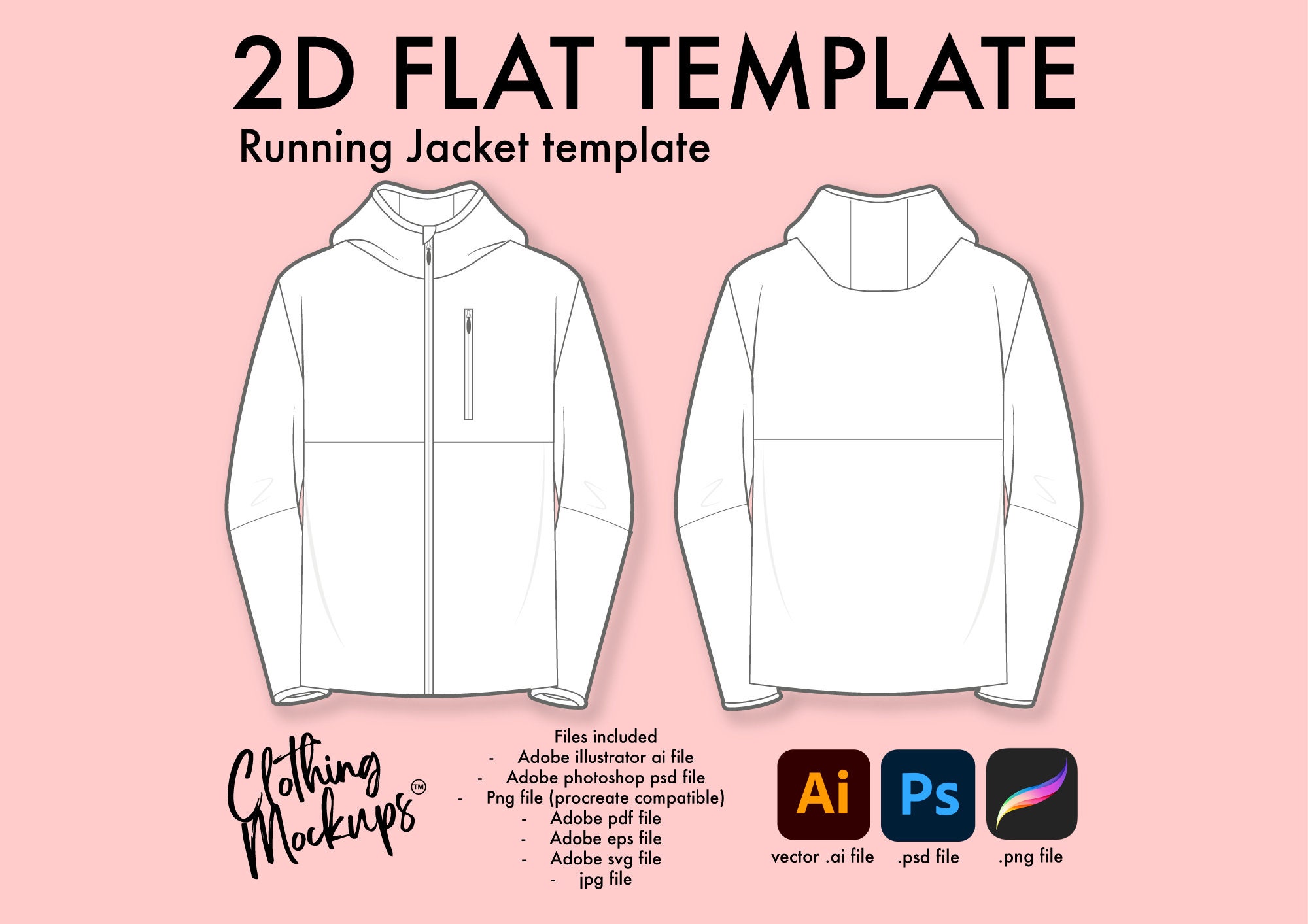 Flat Technical Drawing Running Jacket Template - Etsy