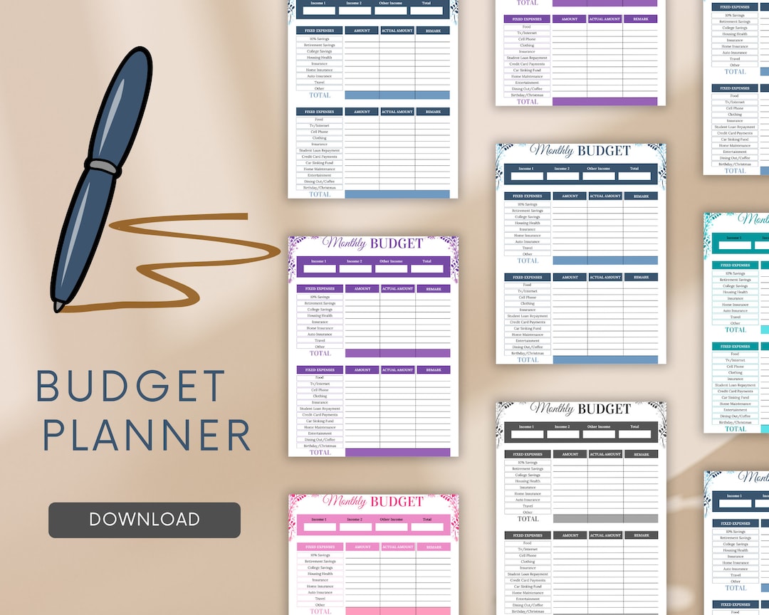 Monthly Budget Bundle, Monthly Budget, Yearly Overview, Savings ...