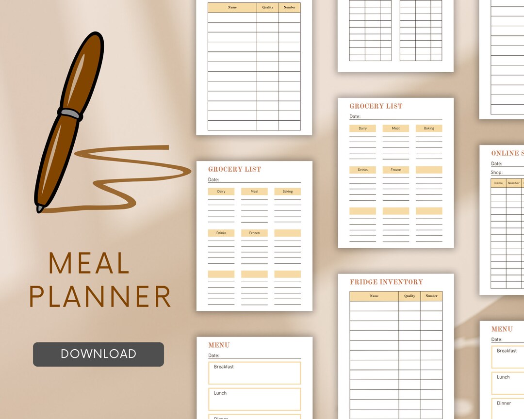 Meal Planner Printable | Weekly Food Diary Bundle | Daily Food Journal ...