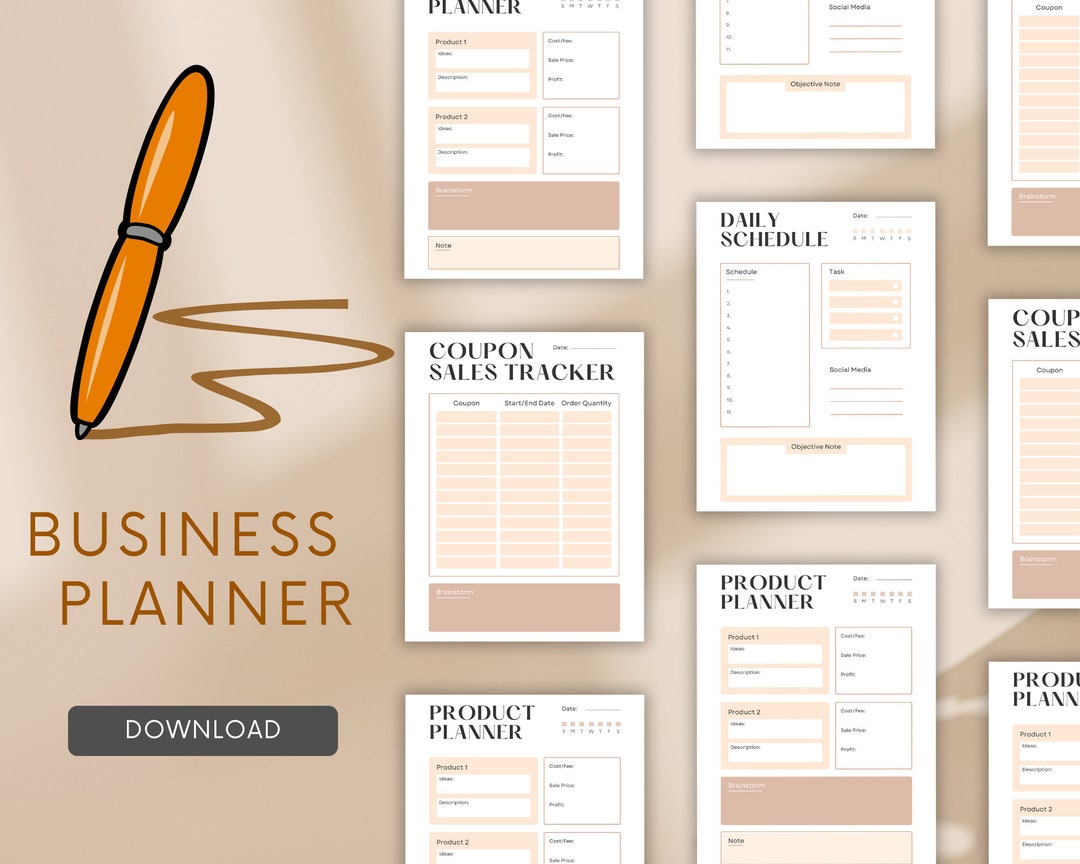Business Planner Printable BUNDLE, Small Business Planner, Side Hustle ...