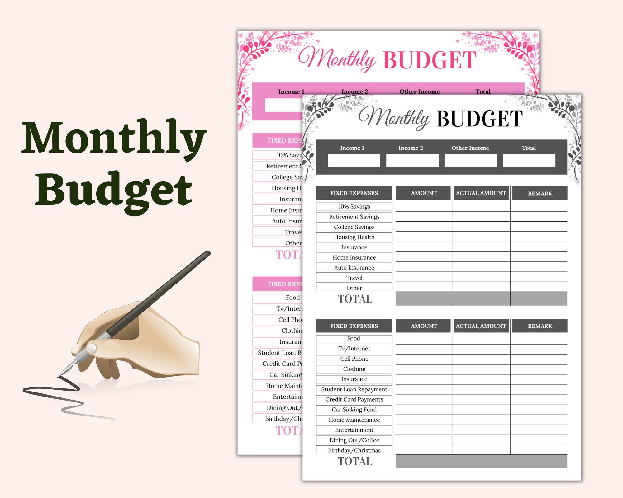 Monthly Budget Bundle, Monthly Budget, Yearly Overview, Savings ...