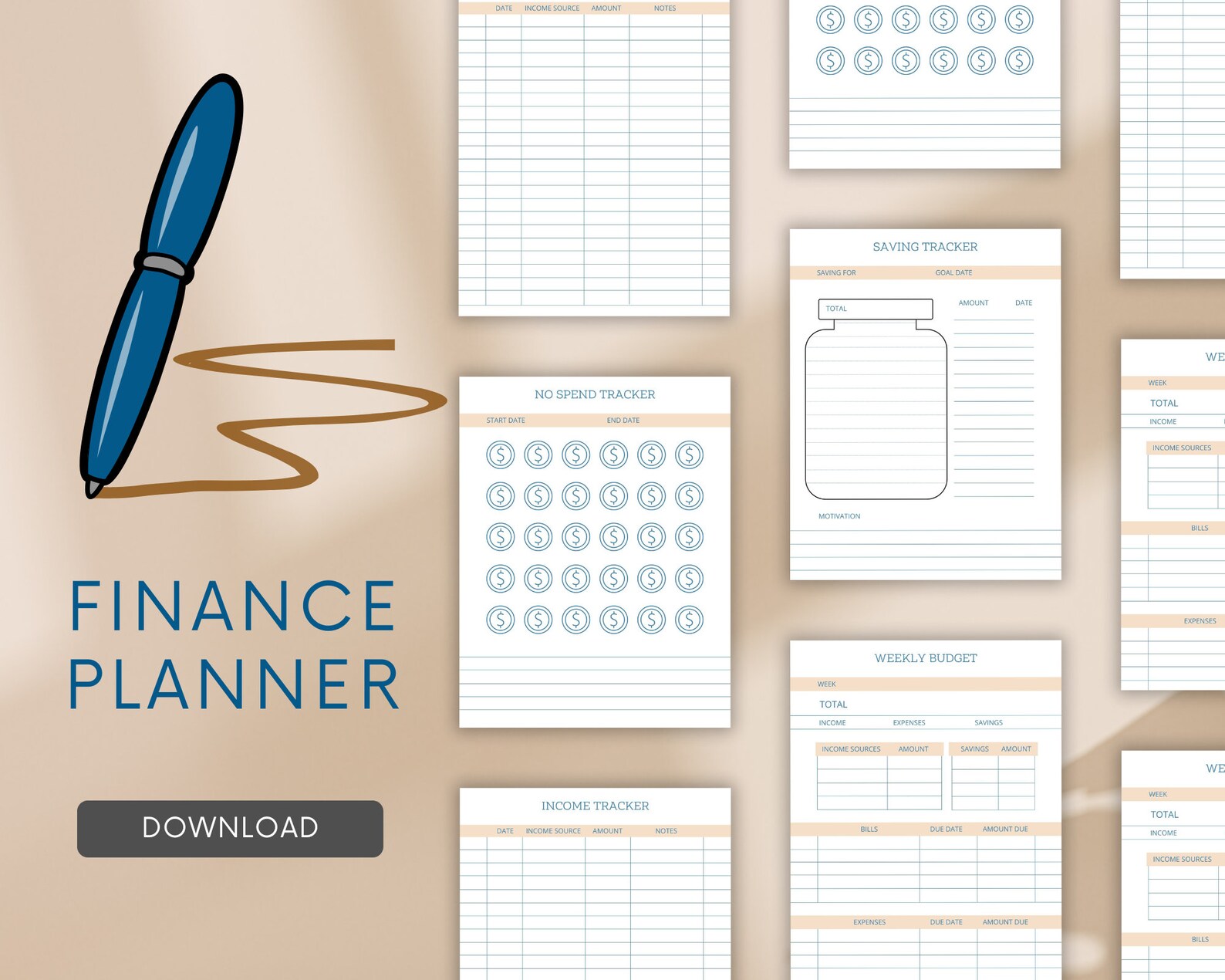 Finance Planner BUNDLE! Budget Planner Templates, Financial Savings ...