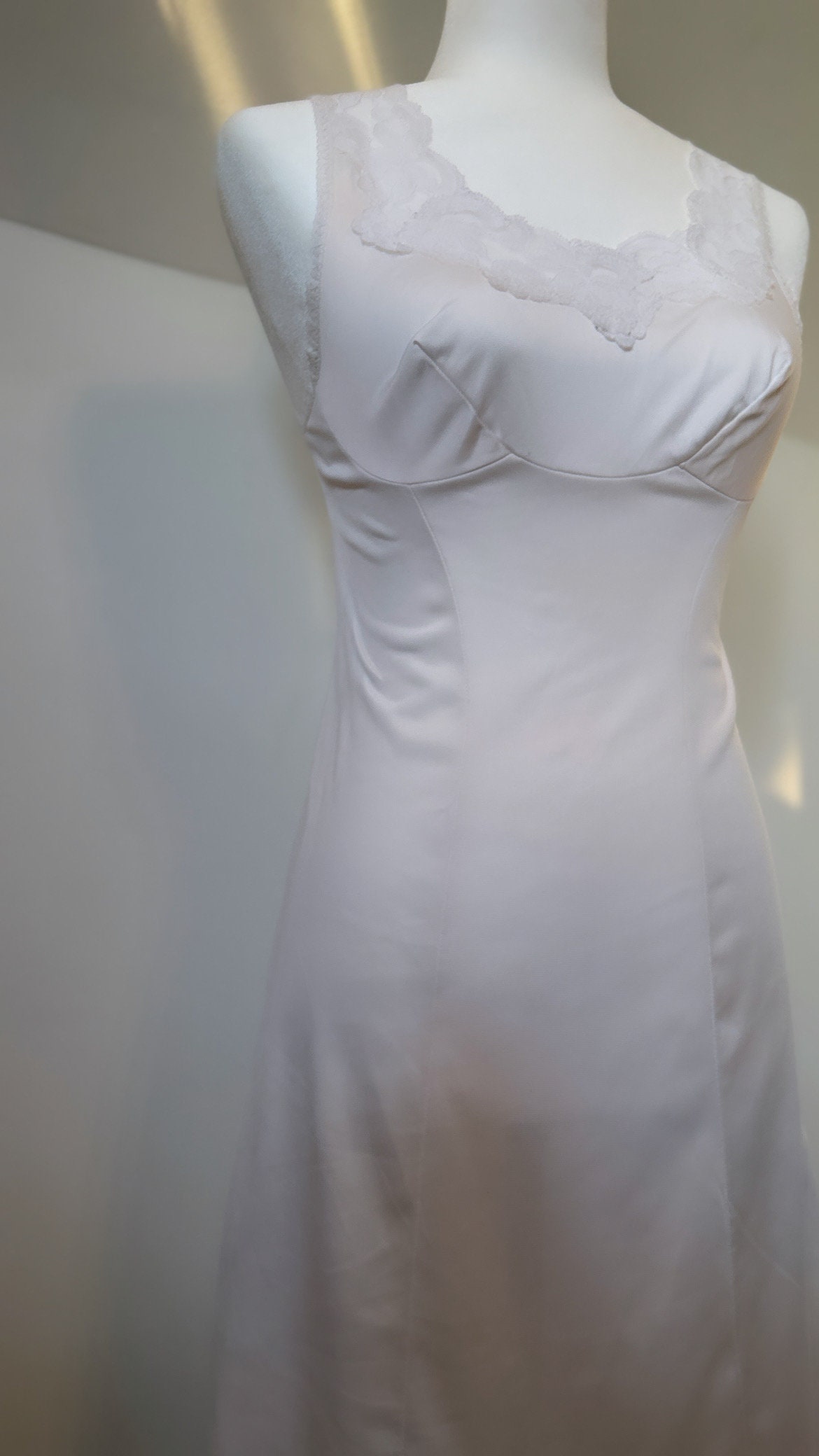 White Lace Vintage Womens Nightie Slip Neckline Detail, Hem Classic ...