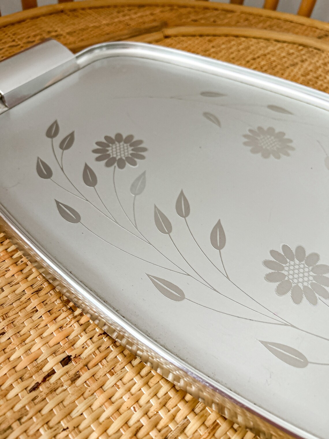 Vintage 70s Silver Tray With Flower Etchings: Add Groovy Charm to Your ...