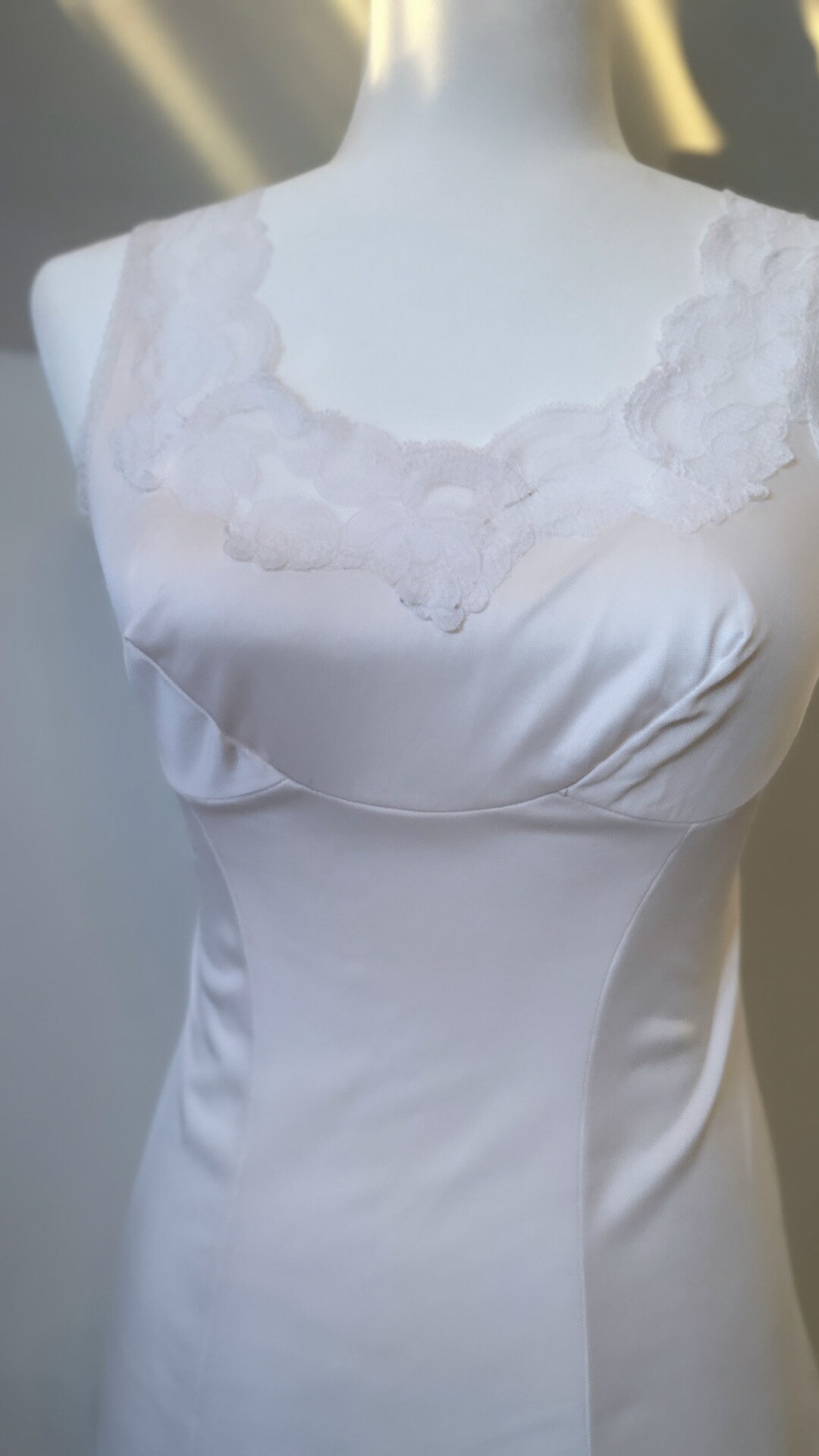 White Lace Vintage Womens Nightie Slip Neckline Detail, Hem Classic ...